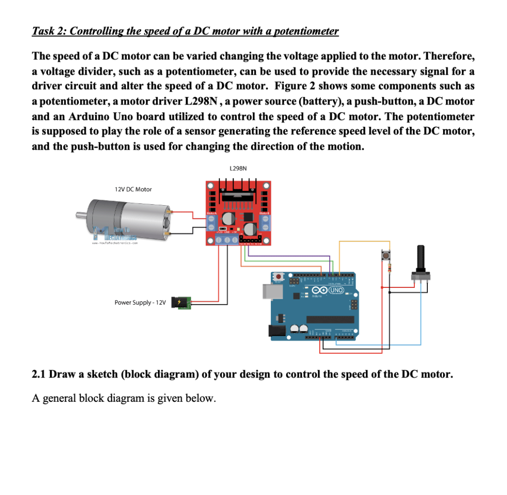 Solved Task 2: Controlling the speed of a DC motor with a | Chegg.com
