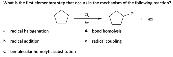 Solved What is the first elementary step that occurs in the | Chegg.com