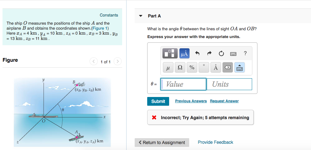 Solved Constants Part A The ship O measures the positions of | Chegg.com