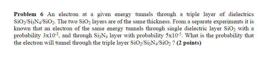 Solved Problem 6 An Electron At A Given Energy Tunnels