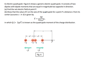 Solved 6) Electric quodnupole. Figure 6 shows a generic | Chegg.com