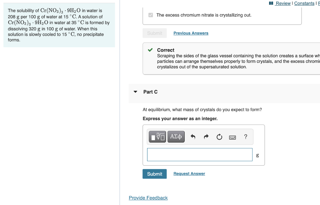 Solved A Review Constants The excess chromium nitrate is | Chegg.com