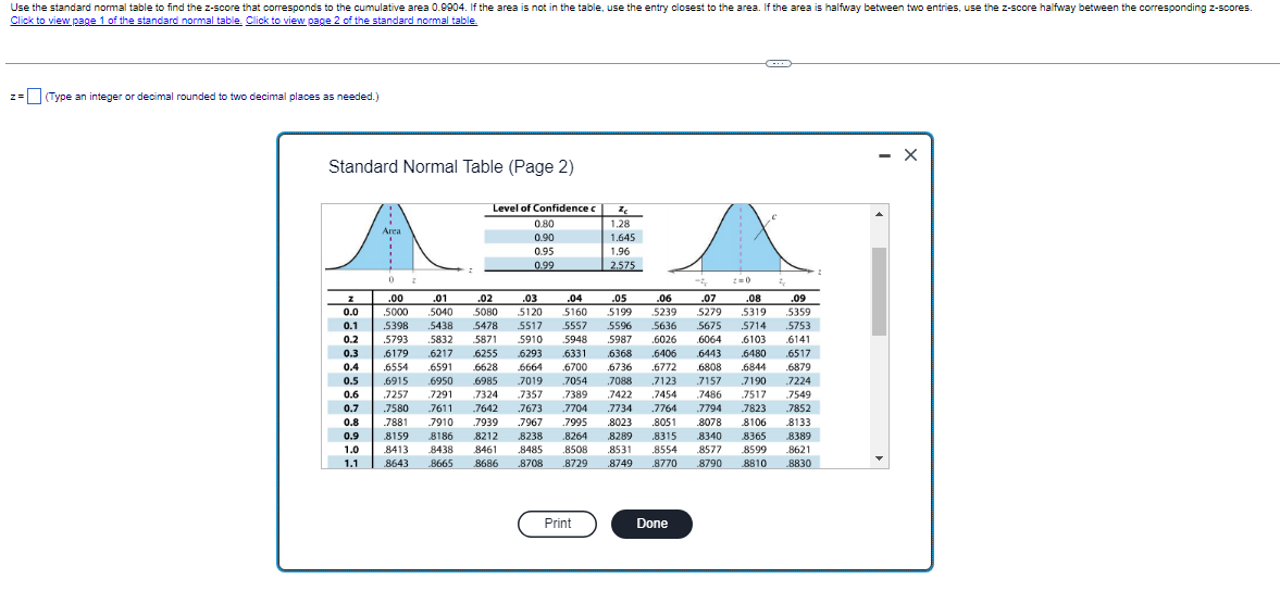 Solved Click to view page 1 of the standard normal table. | Chegg.com