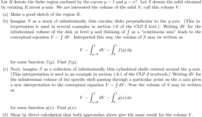 Solved Let R denote the finite region enclosed by the curves | Chegg.com