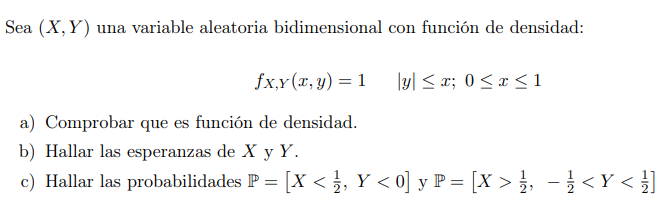 Solved Sea (X,Y) una variable aleatoria bidimensional con | Chegg.com