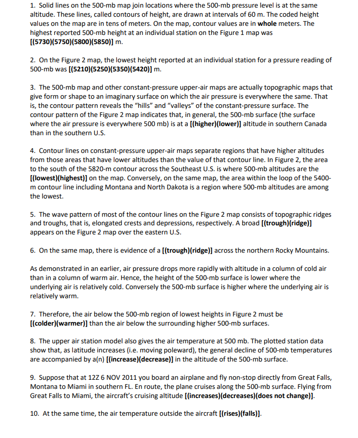 Solved Figure 2 is the 500-mb constant-pressure map for | Chegg.com