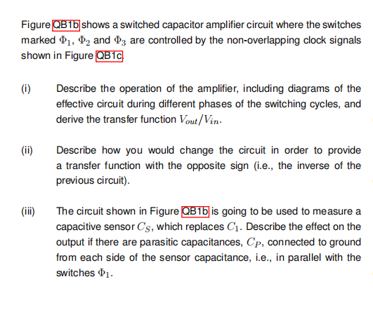 Solved Figure QB1b] shows a switched capacitor amplifier | Chegg.com