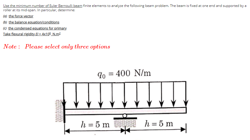 Solved Use the minimum number of Euler Bernoulli beam finite | Chegg.com