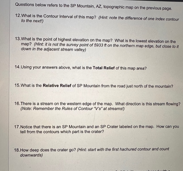 Solved Questions below refers to the SP Mountain, AZ, | Chegg.com