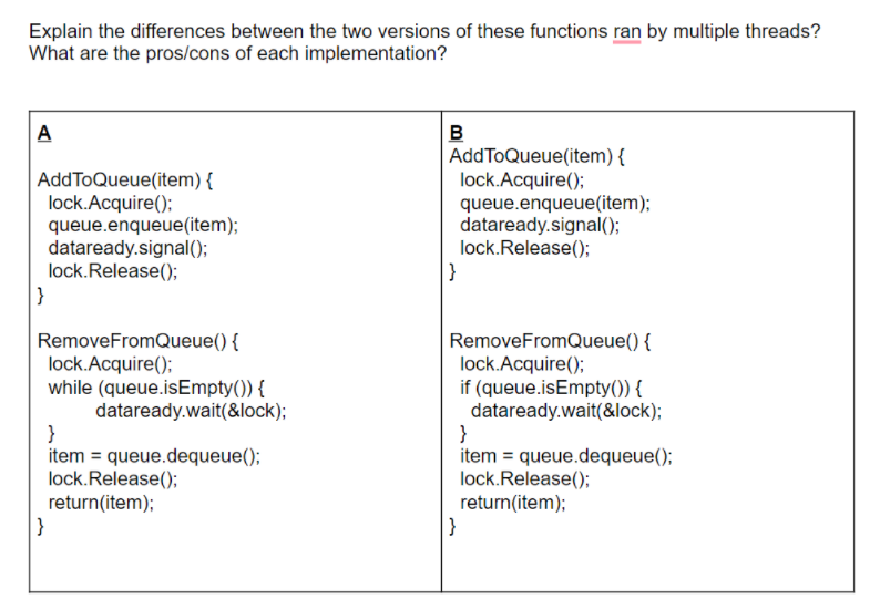 Solved Explain the differences between the two versions of | Chegg.com