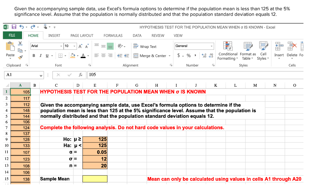 Solved Given The Accompanying Sample Data Use Excels 