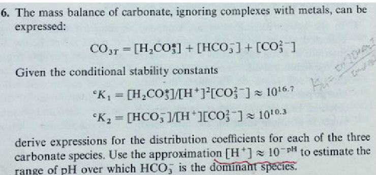 Solved The mass balance of carbonate, ignoring complexes | Chegg.com