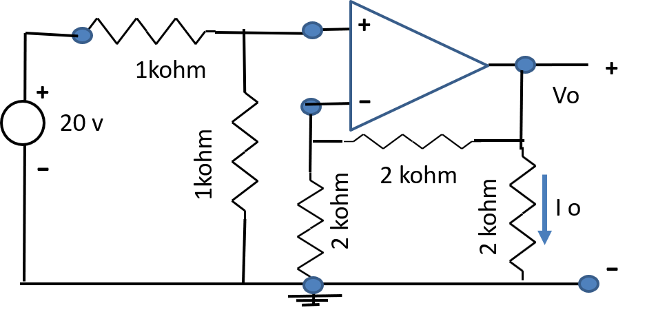 Solved + 1kohm + + Vo 20 v 1kohm 2 kohm n 2 kohm lo 2 kohm | Chegg.com