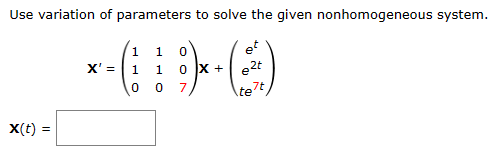 Solved Use variation of parameters to solve the given | Chegg.com