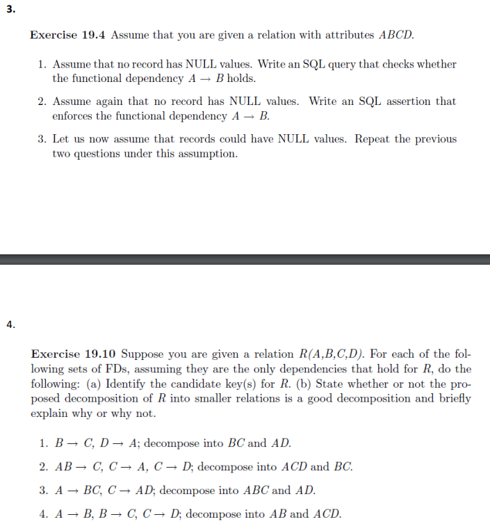 Solved Exercise 19.4 Assume that you are given a relation | Chegg.com