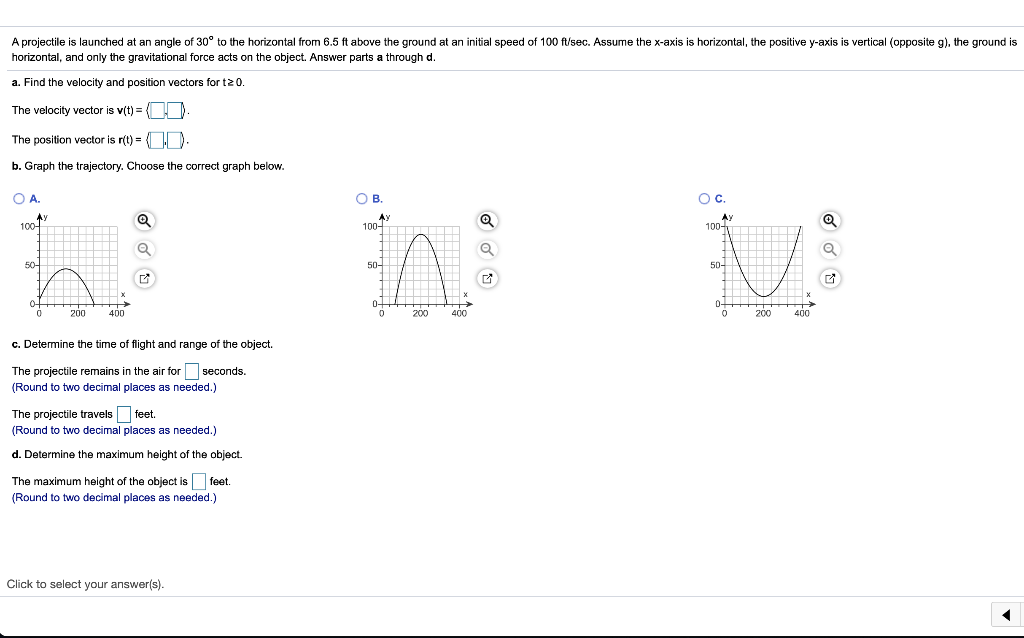 Solved A projectile is launched at an angle of 30° to the | Chegg.com