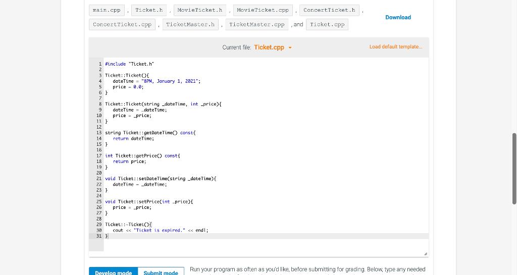 Solved Complete the following classes based on the | Chegg.com
