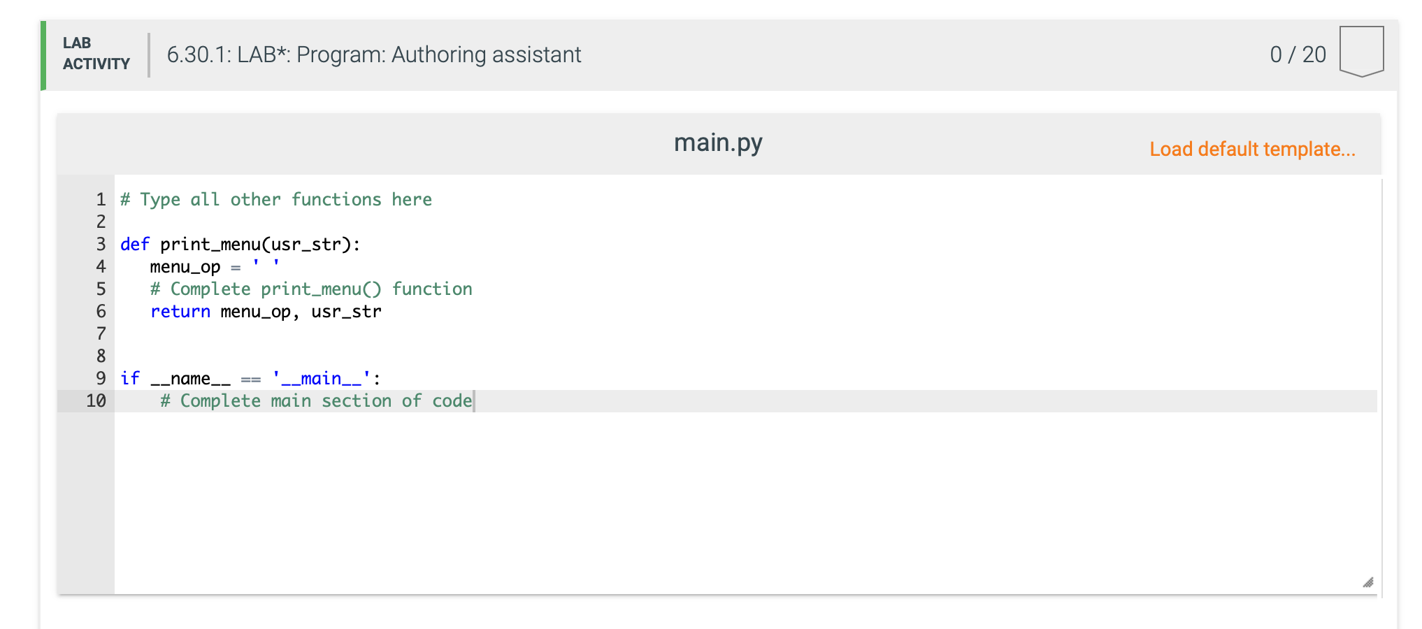 Solved: USE PYTHON 6.30 LAB*: Program: Authoring Assistant... | Chegg.com