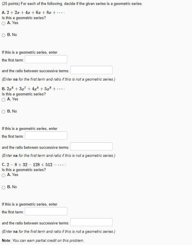 Solved (25 points) For each of the following, decide if the | Chegg.com