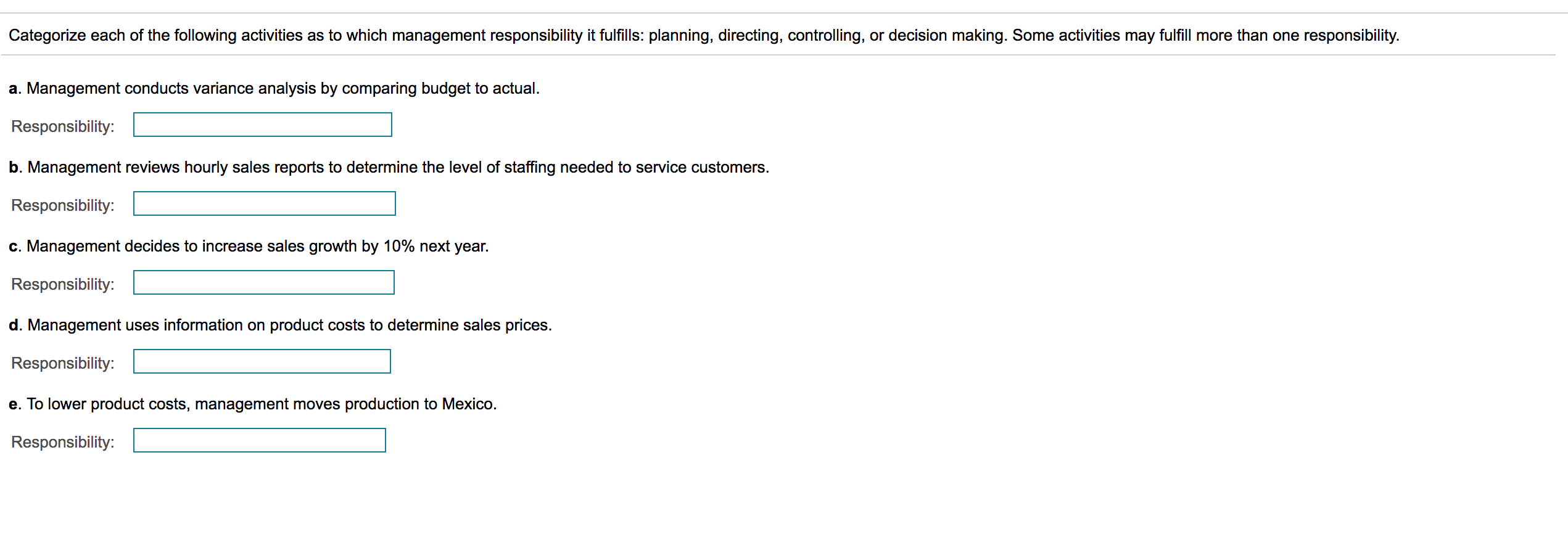 Solved Categorize each of the following activities as to | Chegg.com