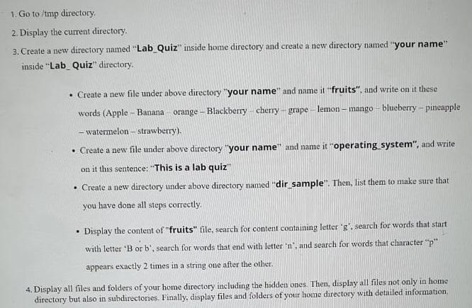 Solved 1. Go to /tmp directory 2. Display the current | Chegg.com