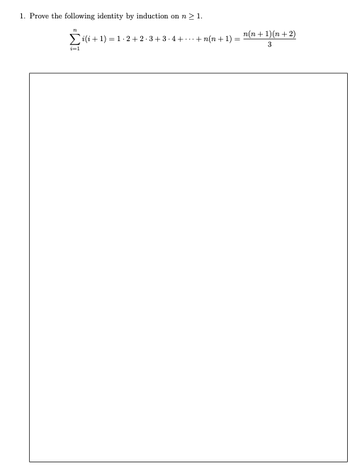 Solved 1. Prove the following identity by induction on n > | Chegg.com