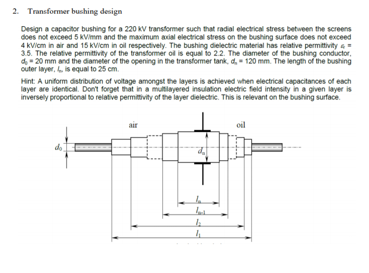 2. Transformer bushing design Design a capacitor | Chegg.com