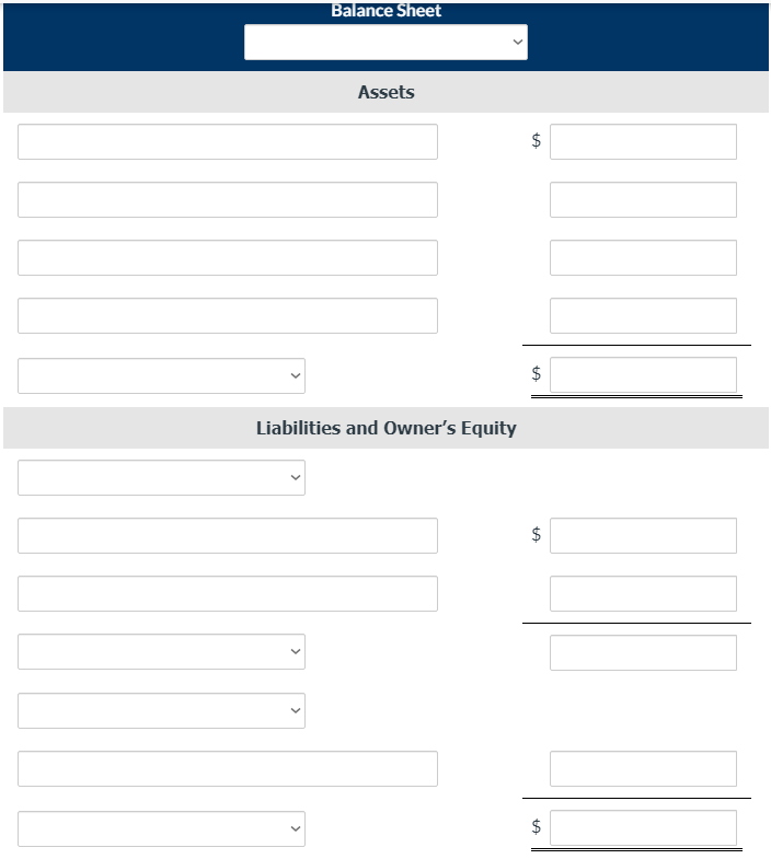 Solved Balance Sheet Assets $ $ Liabilities and Owner's | Chegg.com