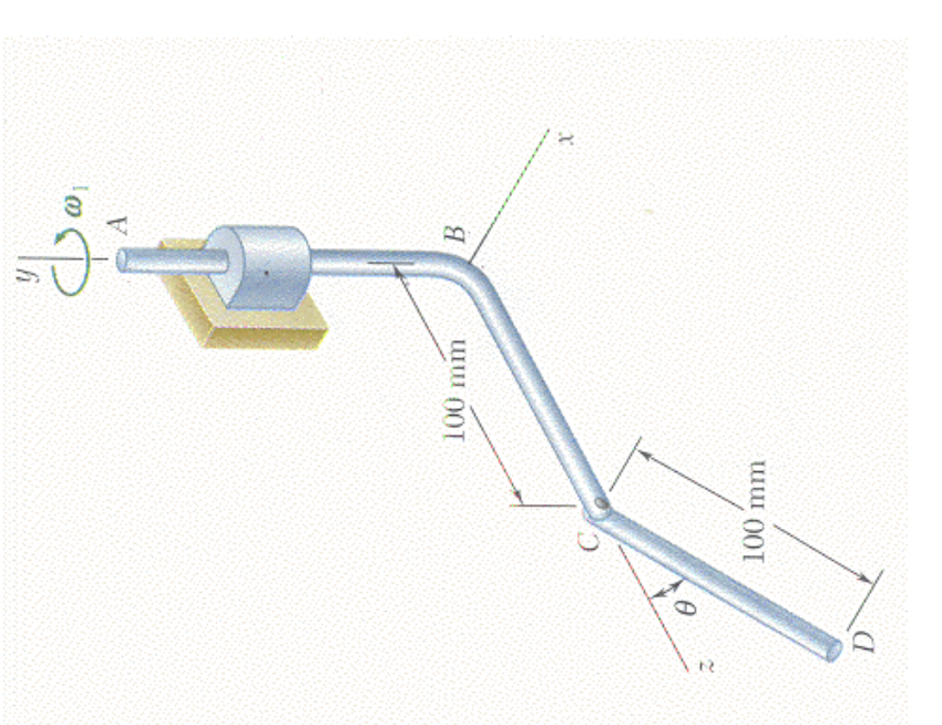 Solved The rod CD is attached to arm ABC by means of a hinge | Chegg.com