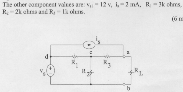 Solved The other component values are: vs1=12v,is=2 mA,R1=3k | Chegg.com