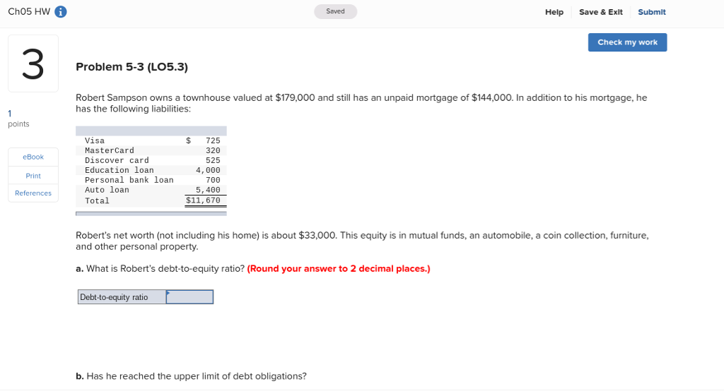 Solved Cho5 HW 6 Saved Help Save & Exlt Submit Check my work | Chegg.com