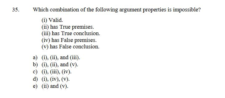 Solved 35. Which combination of the following argument | Chegg.com
