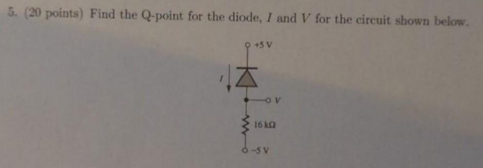 Solved 5. (20 points) Find the Q-point for the diode, I and | Chegg.com