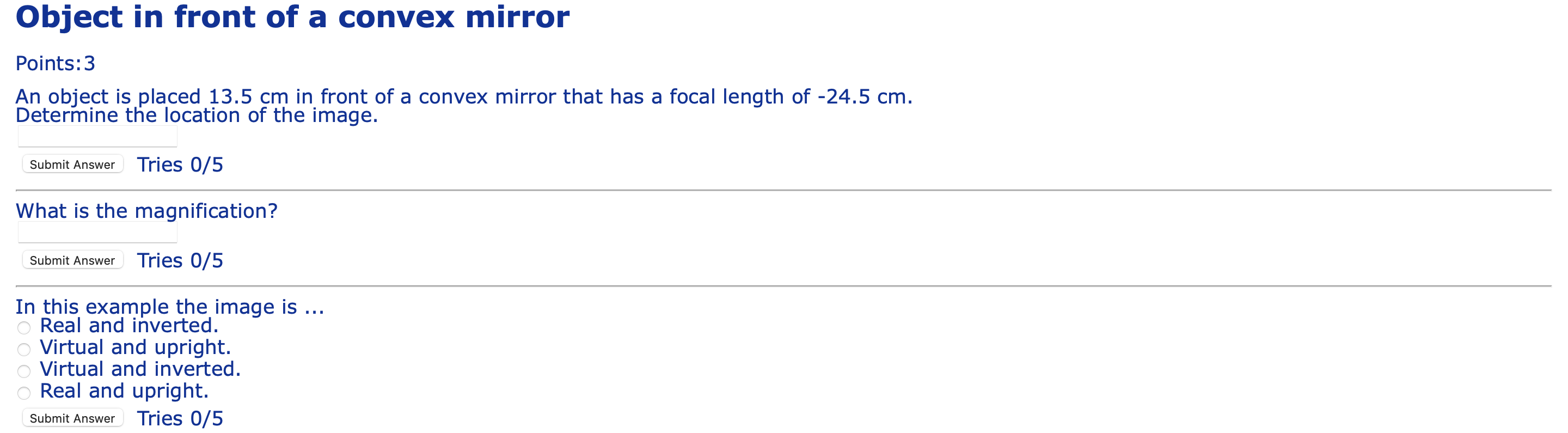 Solved Points: 3 An object is placed 13.5 cm in front of a | Chegg.com
