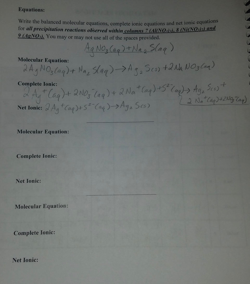 Write the balanced molecular, complete ionic, and net | Chegg.com