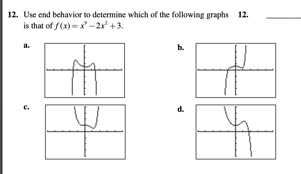 Solved Use end behavior to determine which of the following | Chegg.com
