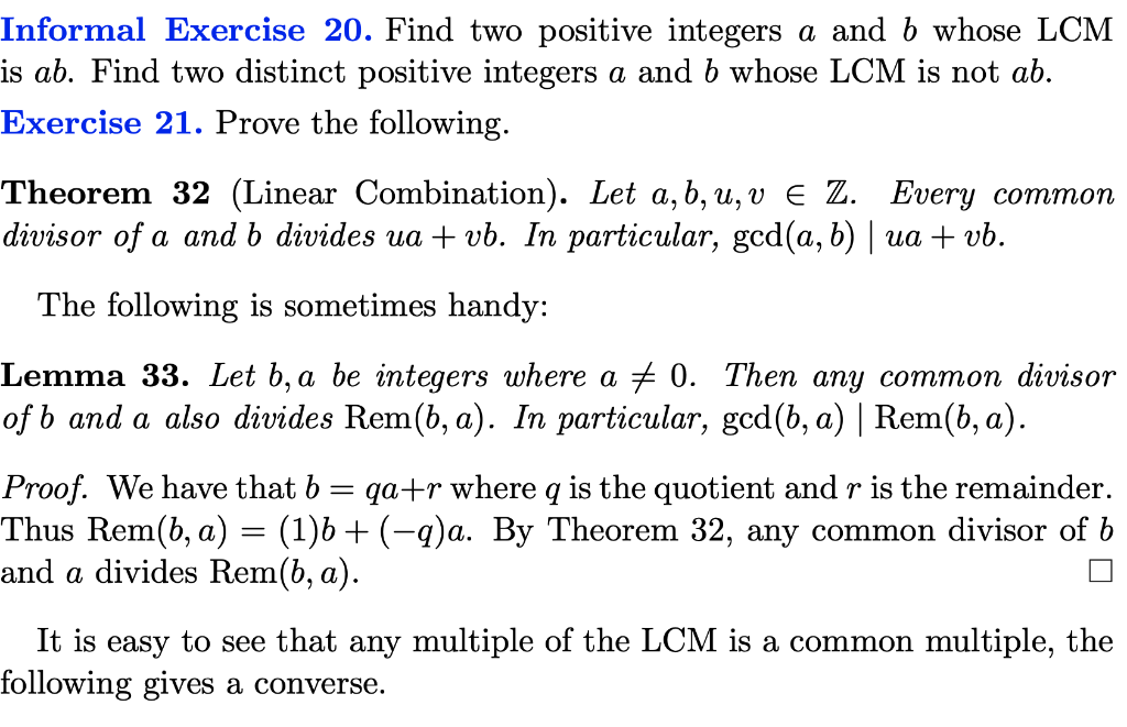 Solved Informal Exercise 20. Find two positive integers a | Chegg.com