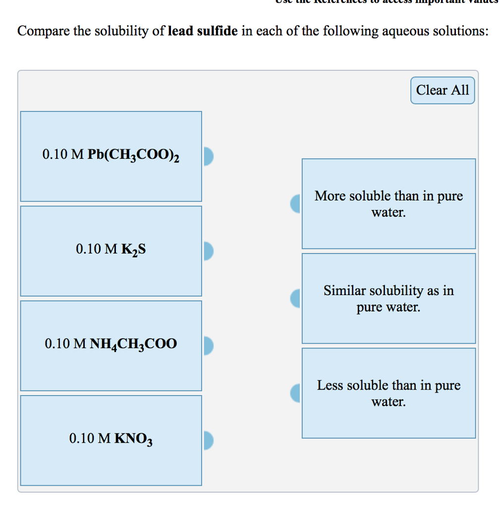 Solved Compare the solubility of lead sulfide in each of the | Chegg.com