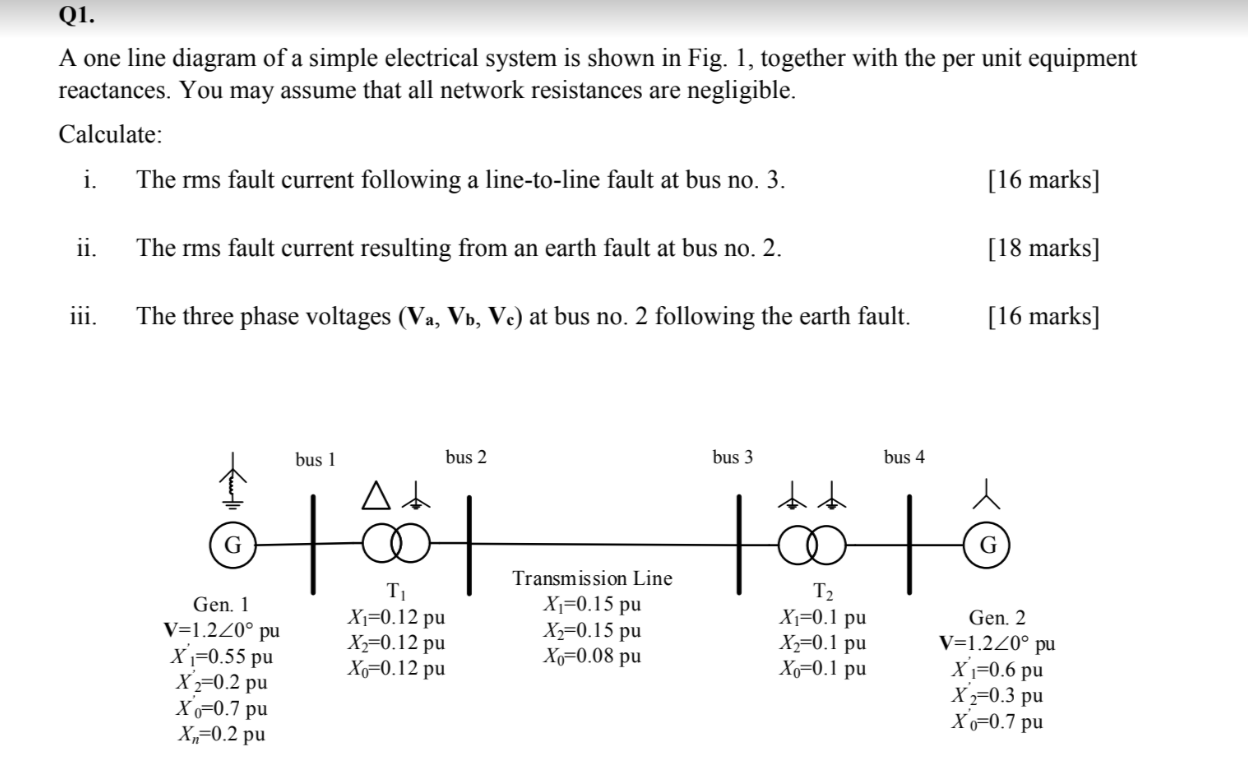 Solved A one line diagram of a simple electrical system is | Chegg.com