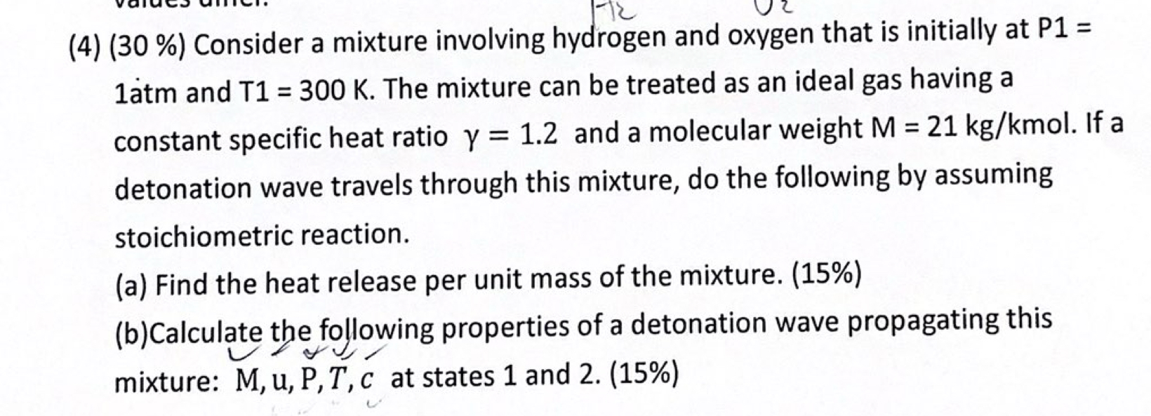 Solved (4) (30%) ﻿Consider a mixture involving hydrogen and | Chegg.com