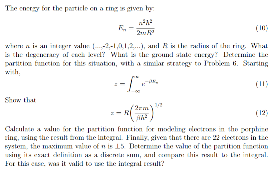 The particle on a ring is a useful model for the | Chegg.com