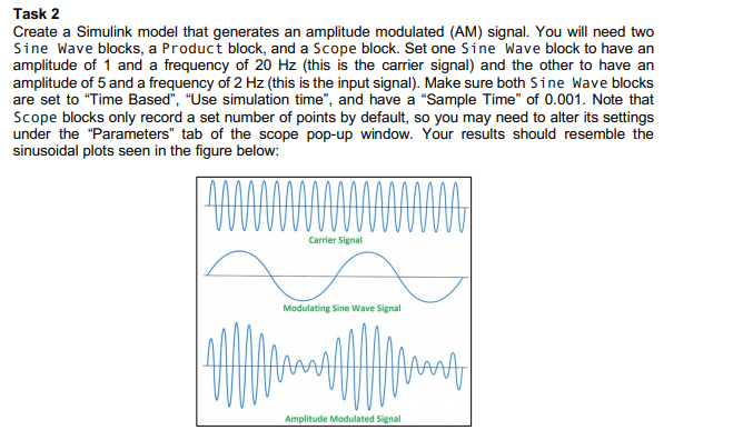 Task 2 Create a Simulink model that generates an | Chegg.com