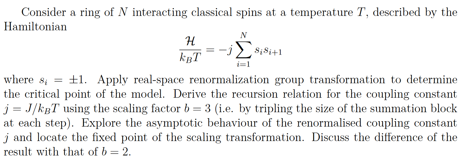 Solved Consider a ring of N interacting classical spins at a | Chegg.com