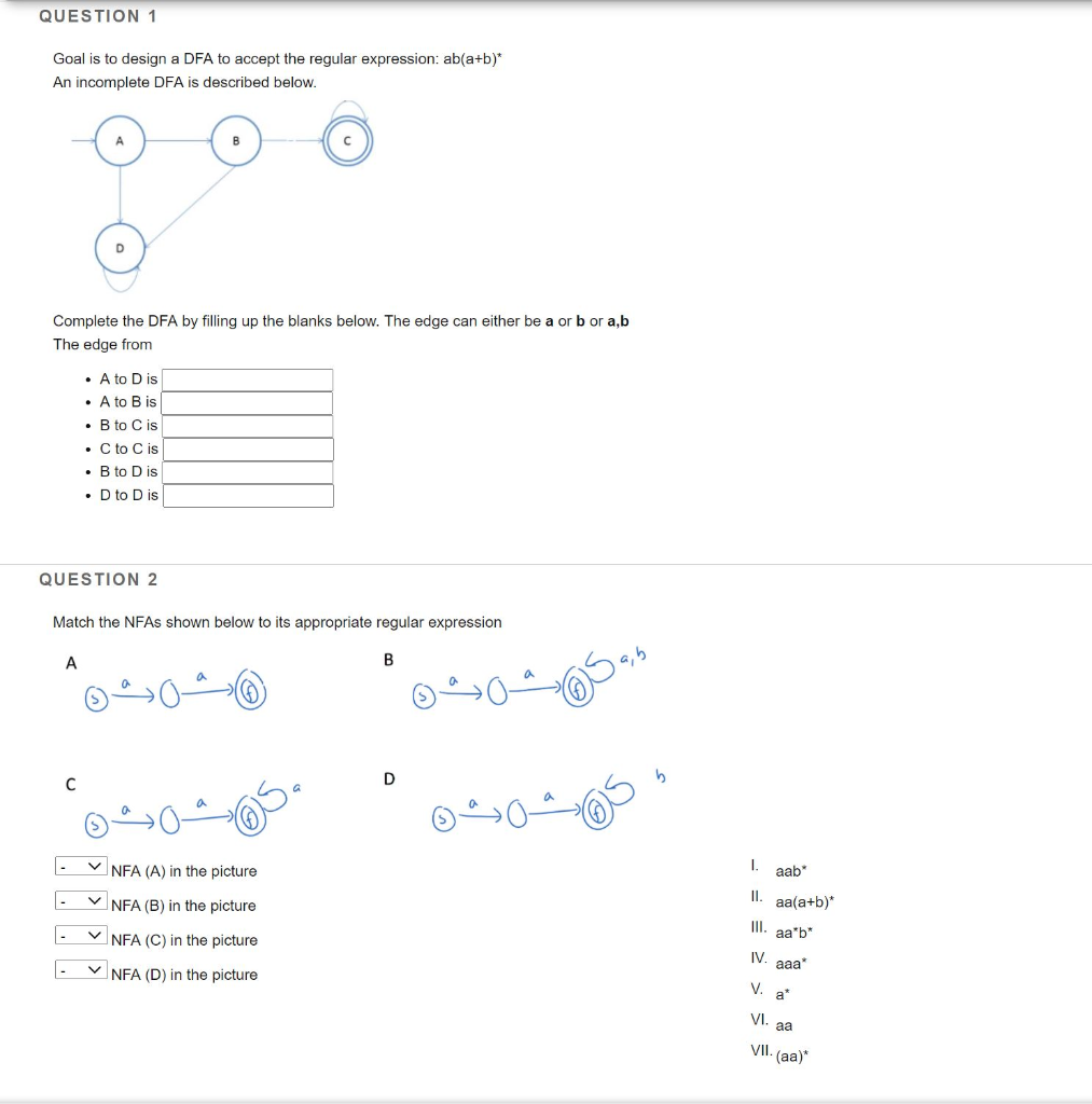 Solved QUESTION 1 Goal is to design a DFA to accept the | Chegg.com