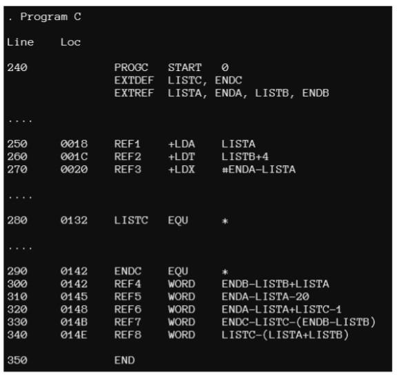 Program A Line Loc O PROGA START 0 EXTDEF LISTA, ENDA | Chegg.com
