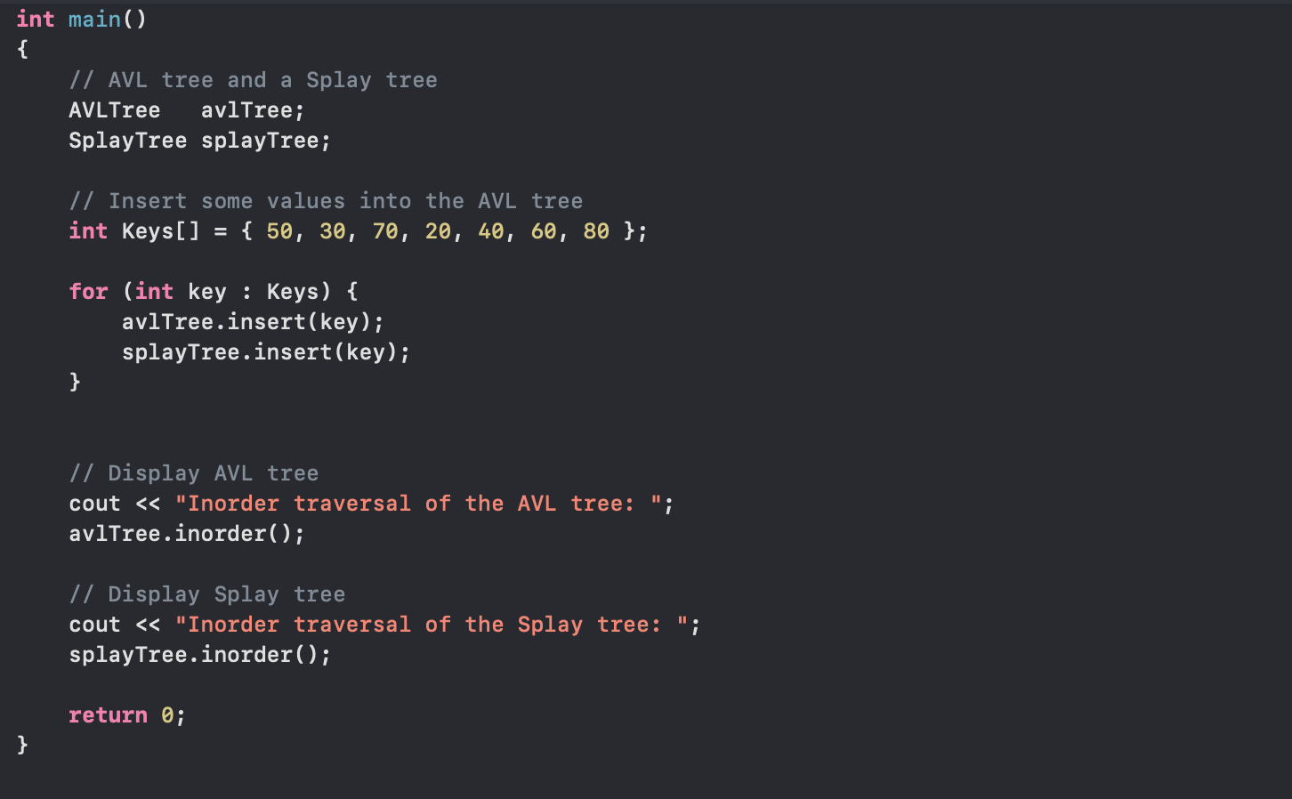 Solved Please provide the full code.//// Lab_5 AVL-SPLAY | Chegg.com