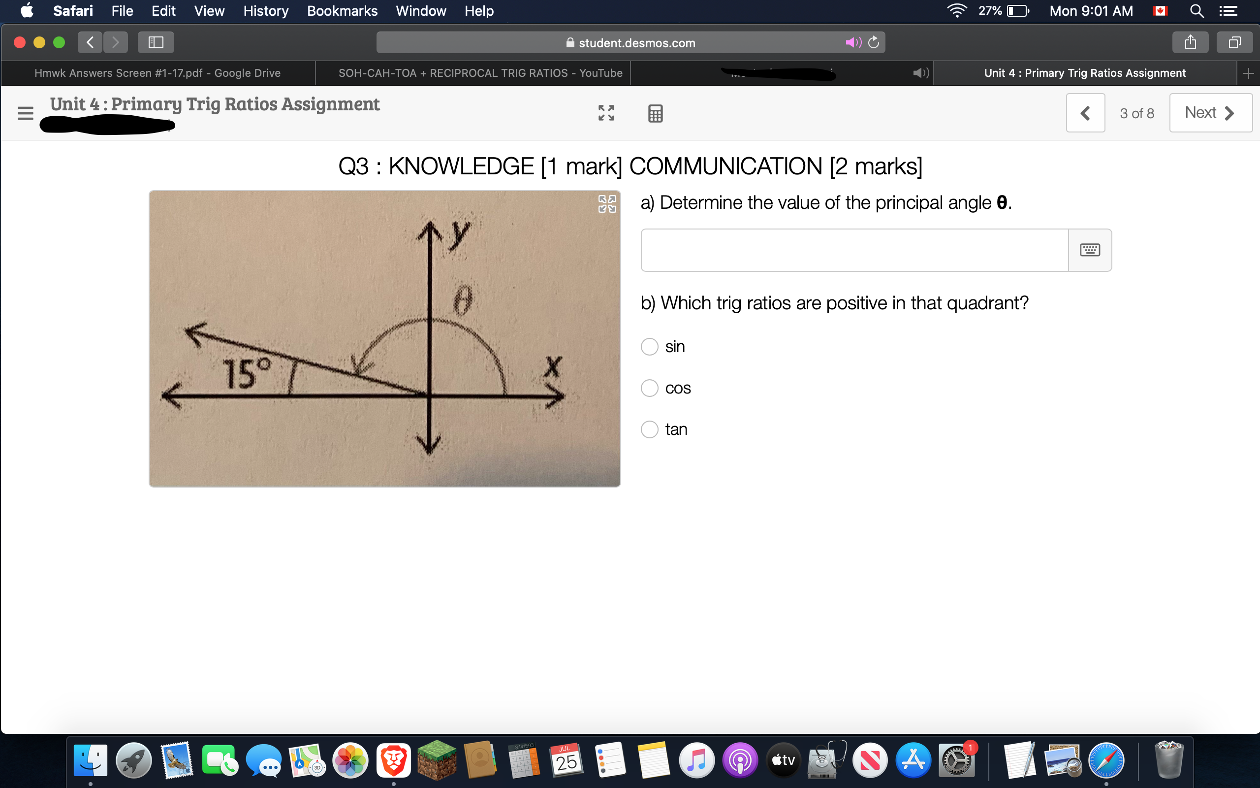 Solved a) Determine the value of the principal angle θ. b) | Chegg.com