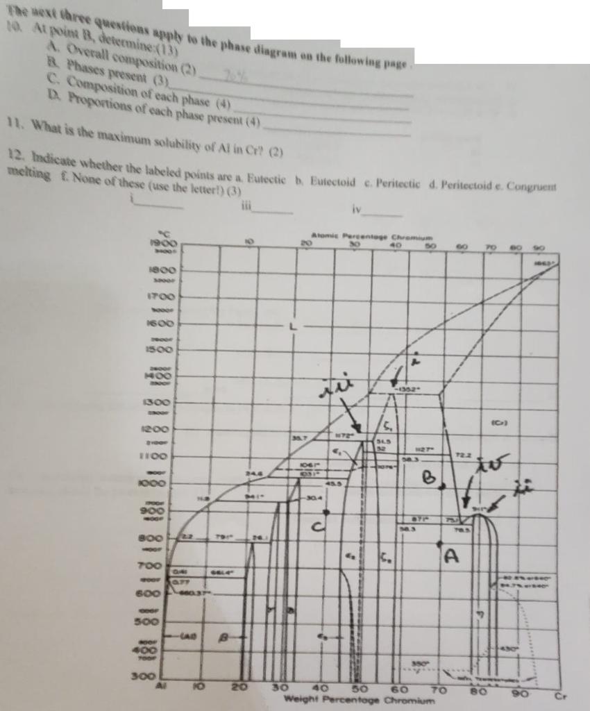 Solved 10. overall composition, phase present, composition | Chegg.com