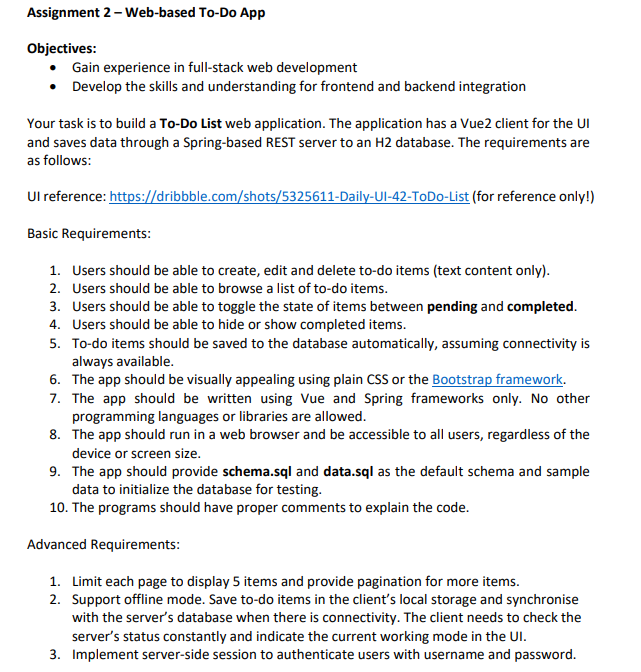 Solved Assignment 2 - Web-based To-Do App Objectives: - Gain | Chegg.com