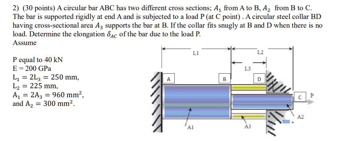 Solved 2) (30 points) A circular bar ABC has two different | Chegg.com